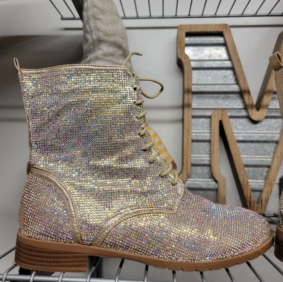 Shoes | Rhinestone Lace Up Boots | Poshmark